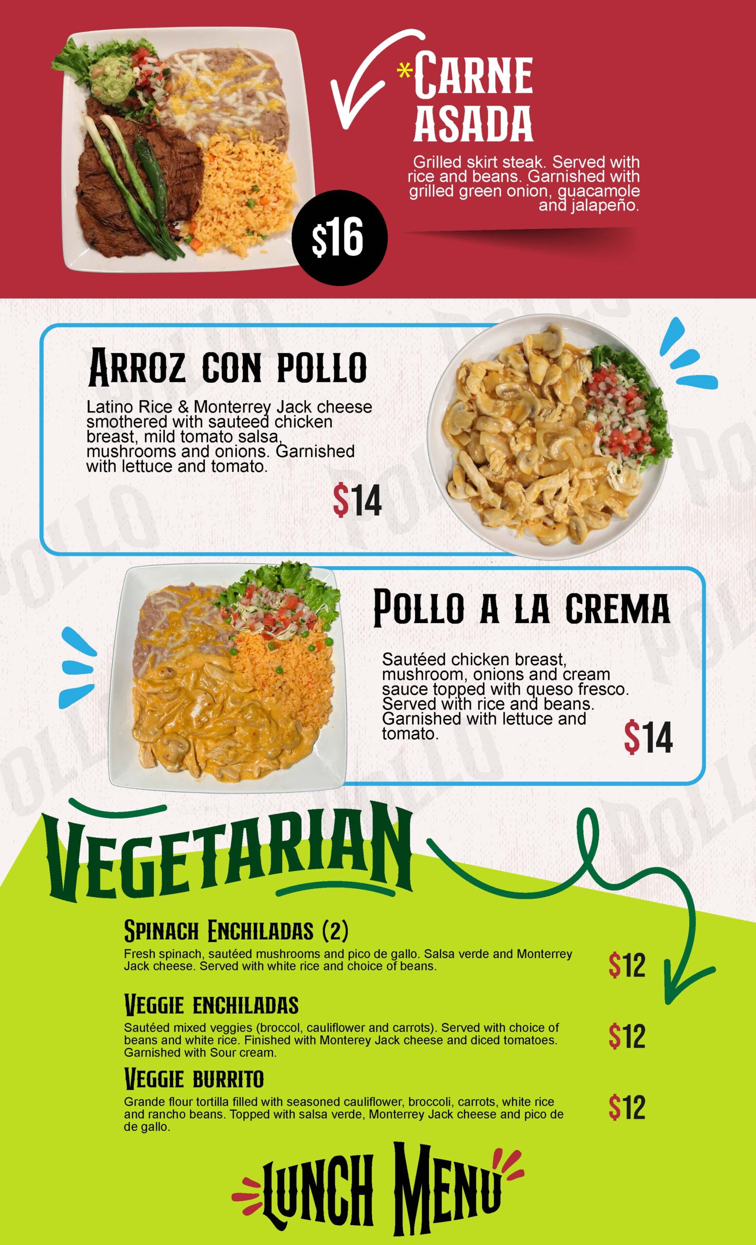 Lunch Menu - Latinos Stanwood