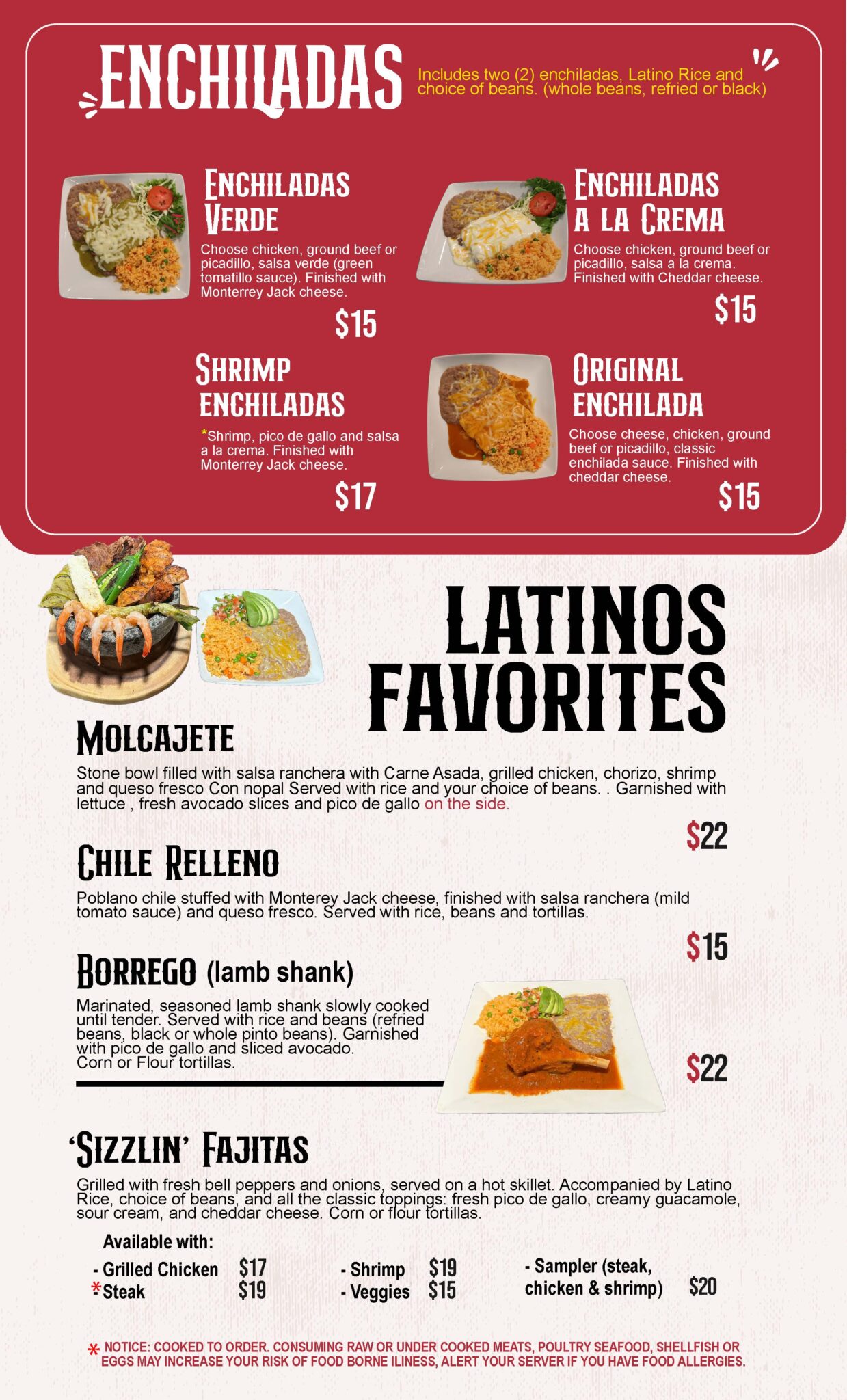 Main Menu - Latinos Stanwood